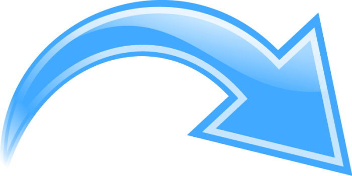 Blue color arrow curve, Curved down arrows, blue color - Graphic a2z